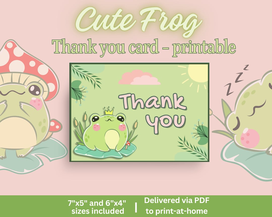 Cute Frog Thank You Card Printable | Cottagecore Thank You Cards ...