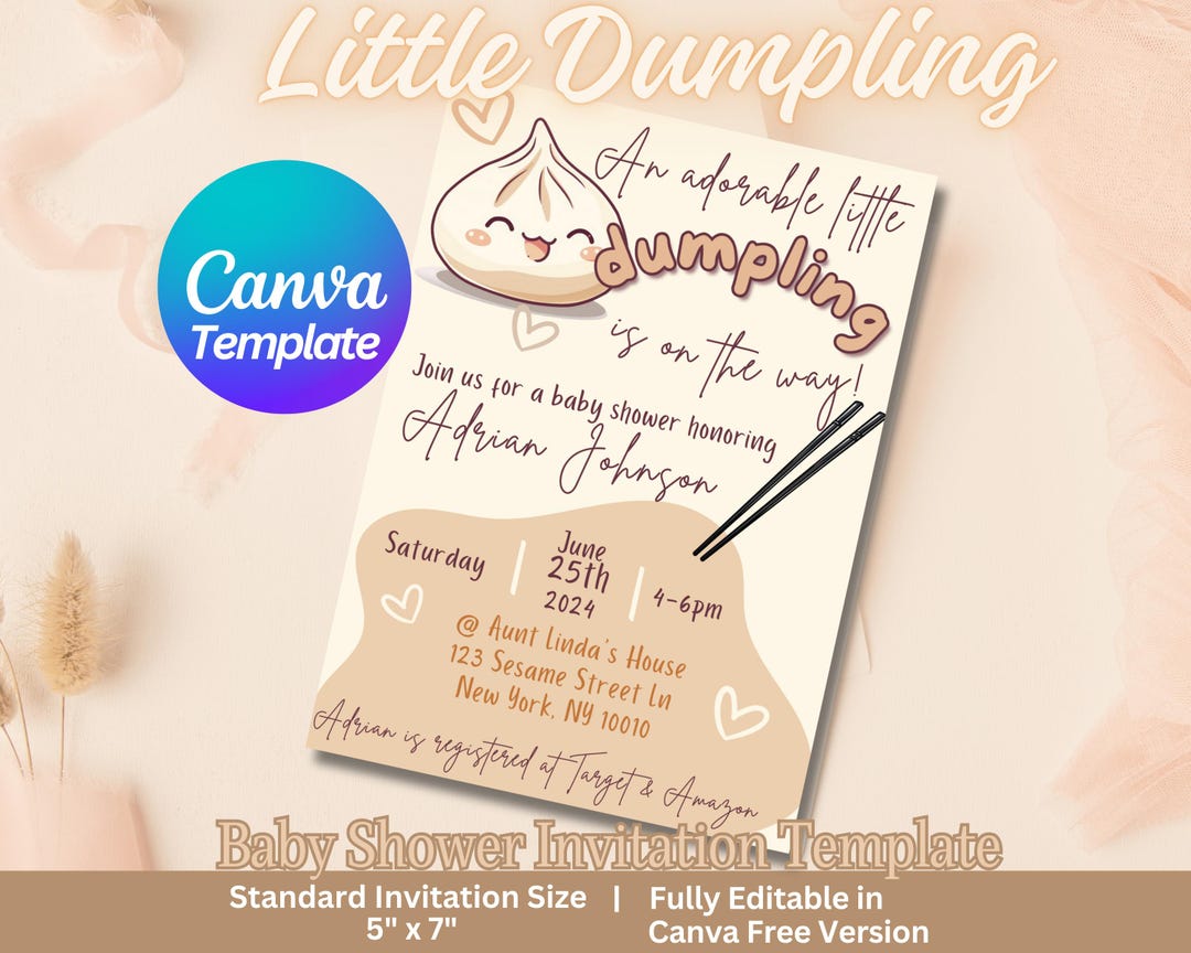 Dumpling Baby Shower Invitation | Little Dumpling Shower Invitation ...