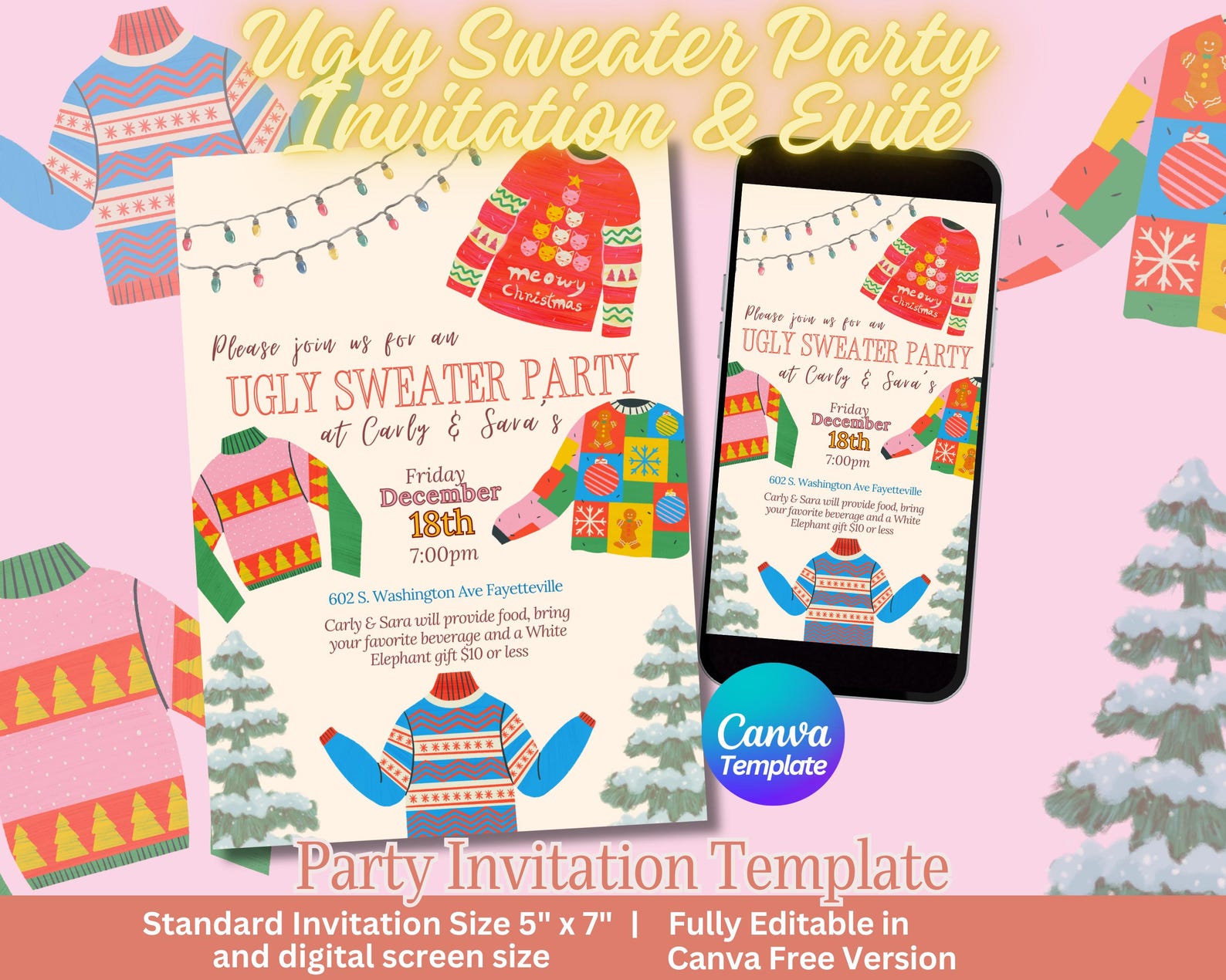 Ugly Sweater Holiday Party Invitation and Evite | Retro Holiday Party ...