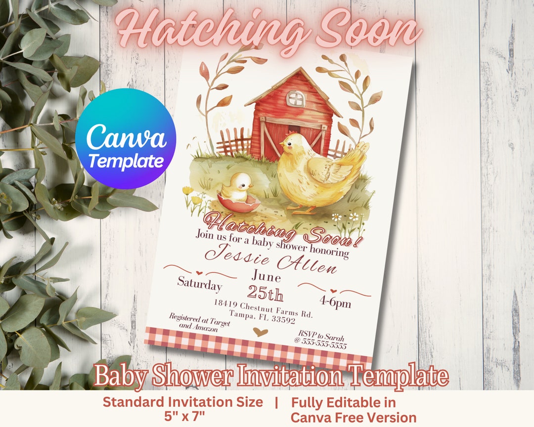 Hatching Soon Baby Shower Invitation | Chicken Farm Baby Shower ...