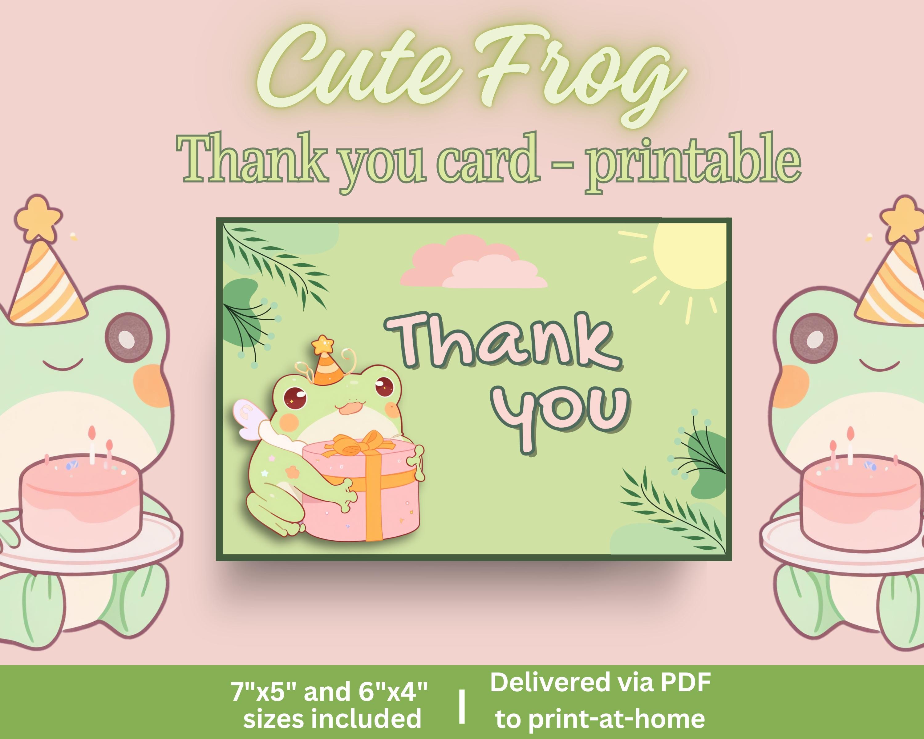 Cute Frog Thank You Card Printable | Cottagecore Thank You Cards ...