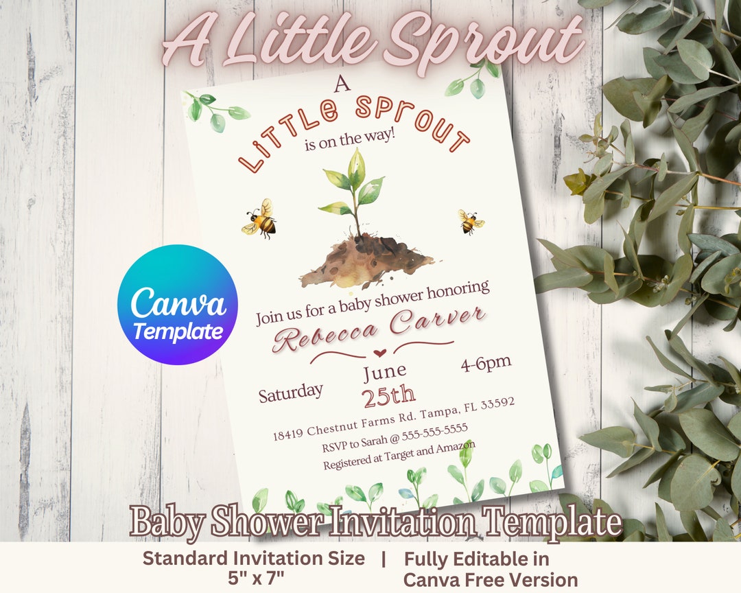 Little Sprout Baby Shower Invite | Sprout Baby Shower Invitation ...