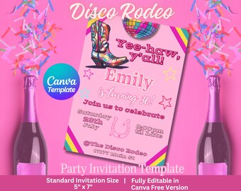 Disco Cowgirl Invitation - Etsy