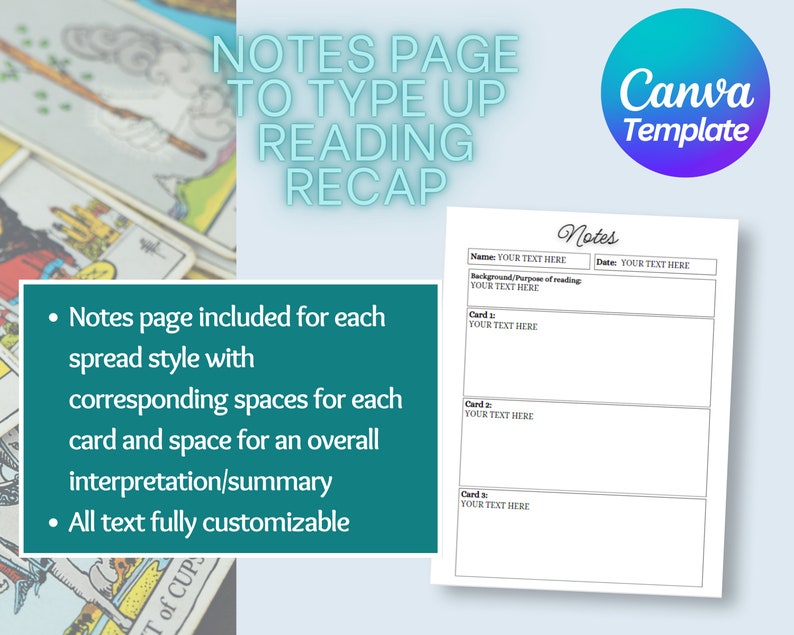Tarot Reading Canva Template - Instant Download | PDF Tarot Reading ...