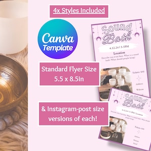 Sound Bath Event Flyers | Canva Template for Free & Pro | 4 Styles for ...