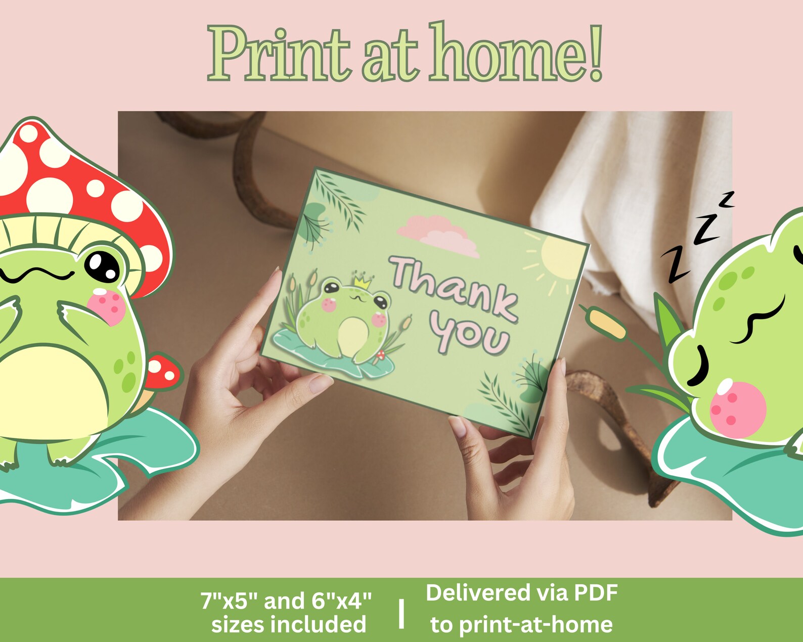 Cute Frog Thank You Card Printable | Cottagecore Thank You Cards ...