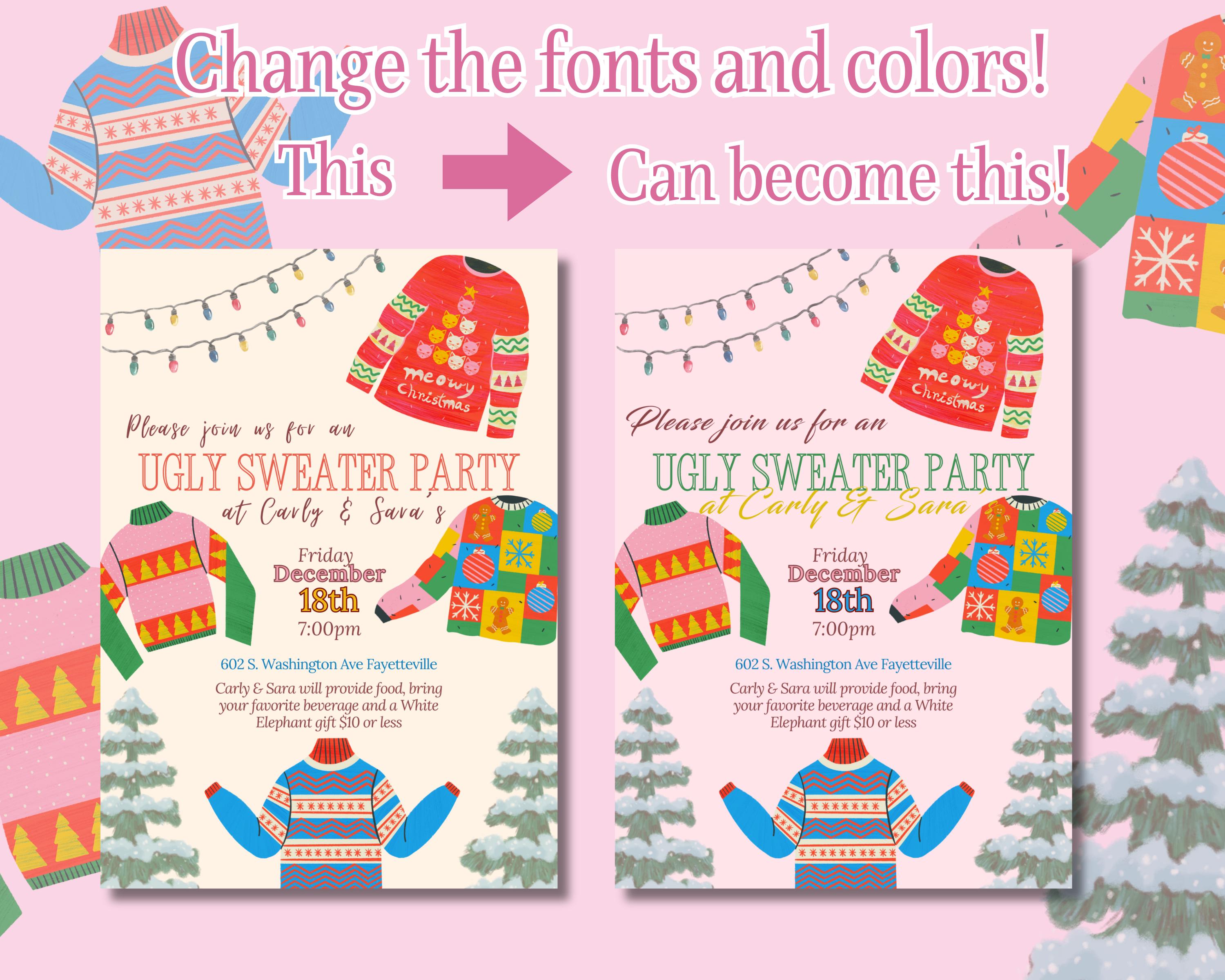 Ugly Sweater Holiday Party Invitation and Evite | Retro Holiday Party ...