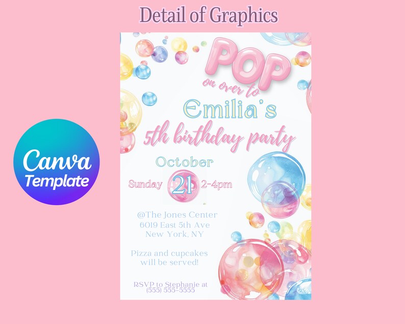Bubble Party Pastel Invitation | Pop on Over Bubble Digital or ...