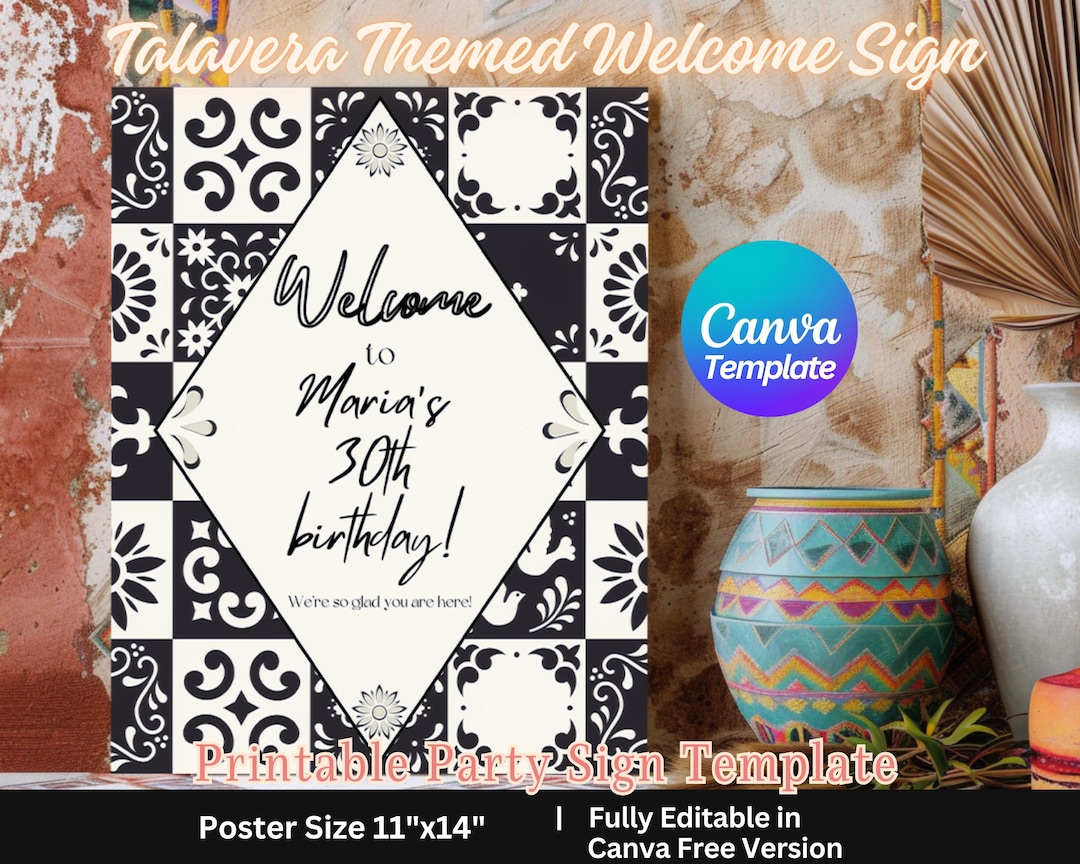 Talavera Party Welcome Sign | Printable Talavera Theme Sign | Canva ...