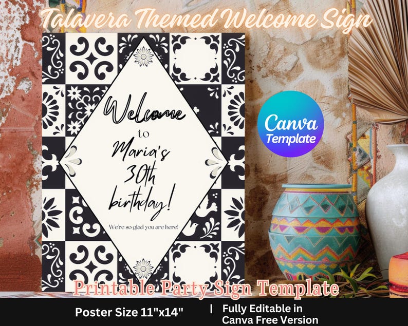 Talavera Party Welcome Sign | Printable Talavera Theme Sign | Canva ...