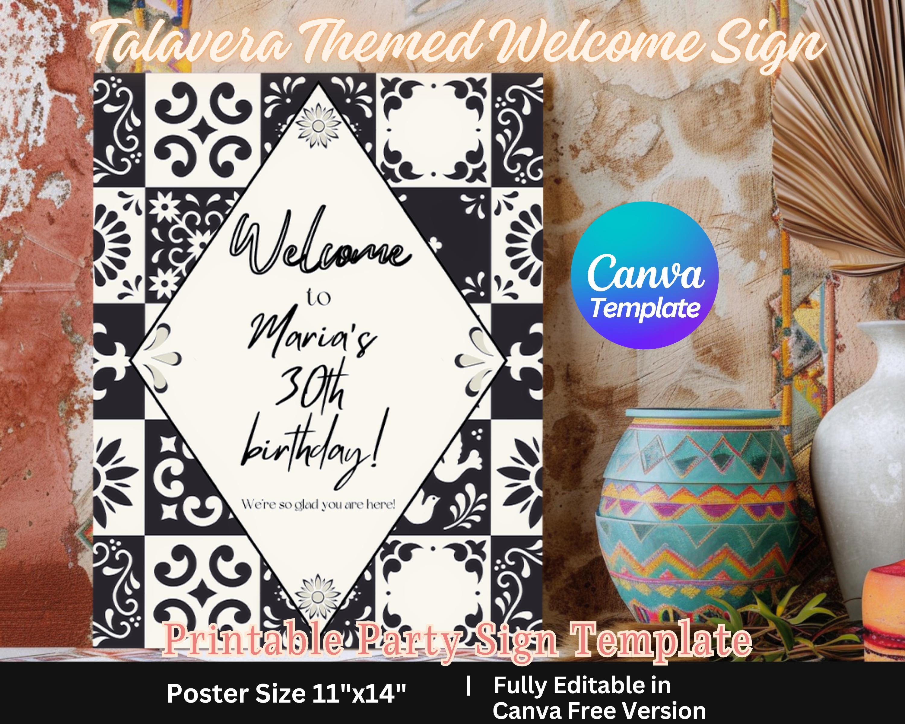 Talavera Party Welcome Sign | Printable Talavera Theme Sign | Canva ...