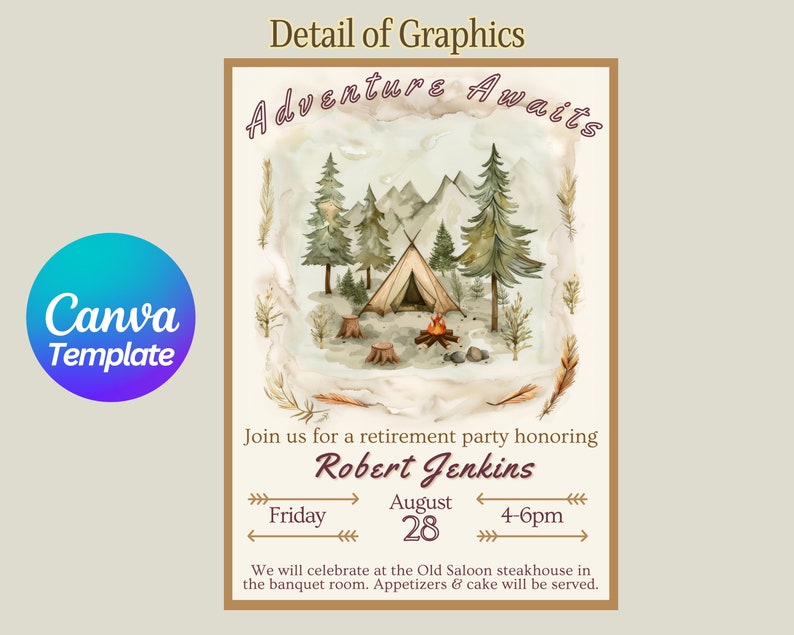 Adventure Awaits Retirement Invitation| Retirement Party Digital ...