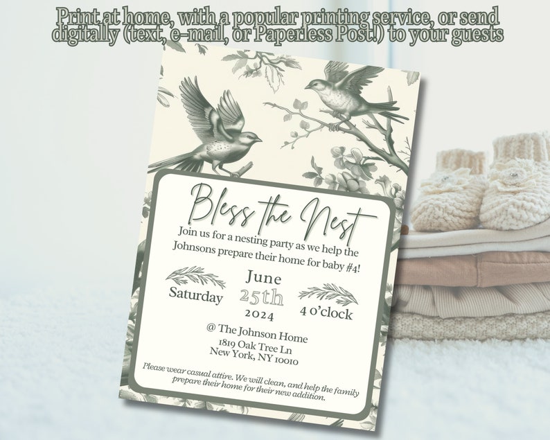 Nesting Party Invite New Baby Arrival Party Digital Invitation Canva ...