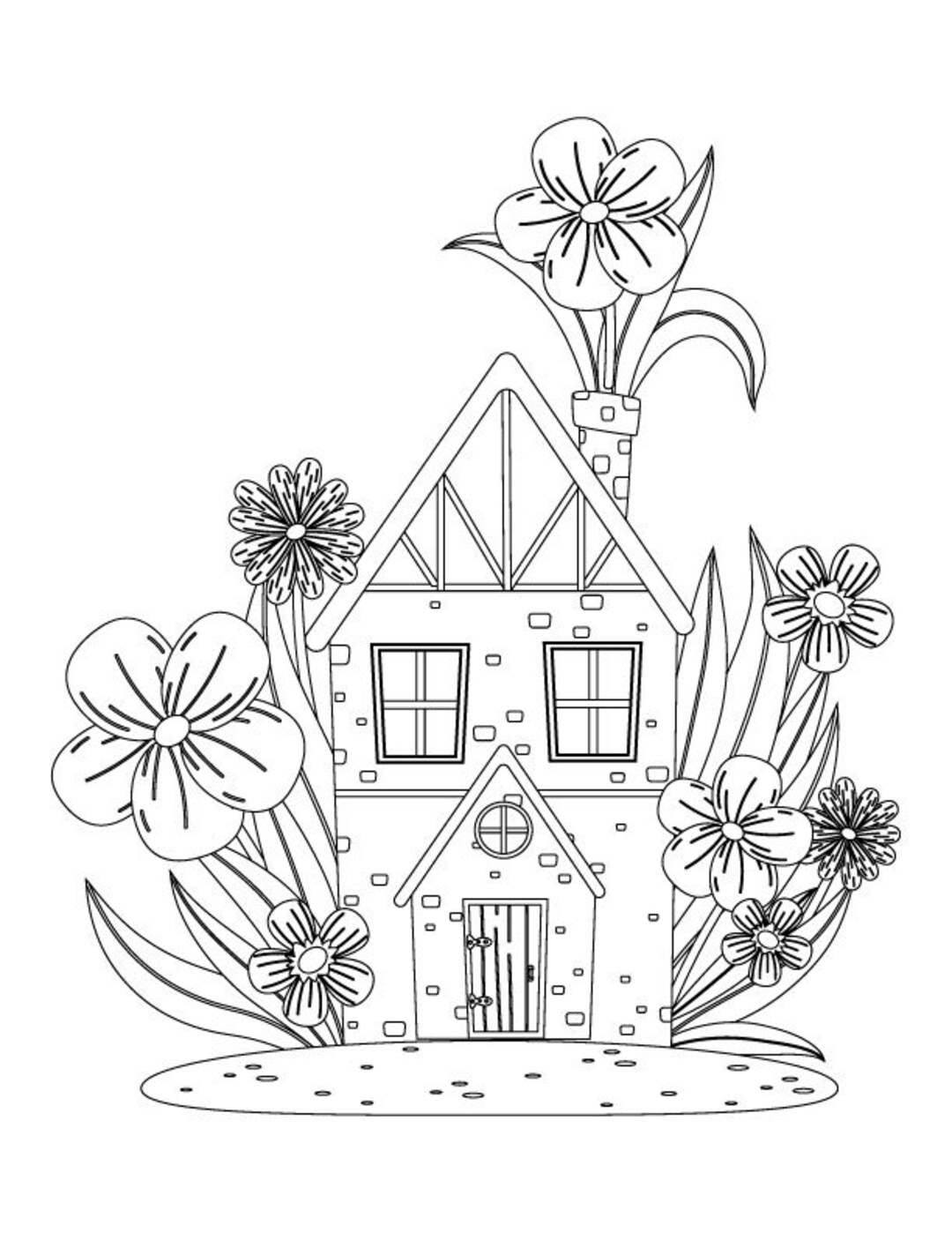 Coloring Pages/ House and Tree - Etsy