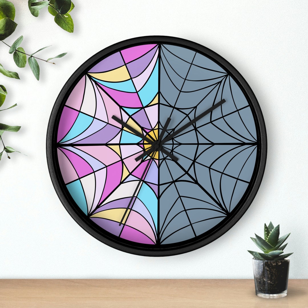 Wednesday Addams Nevermore Academy Stained Glass Window Wall Clock ...