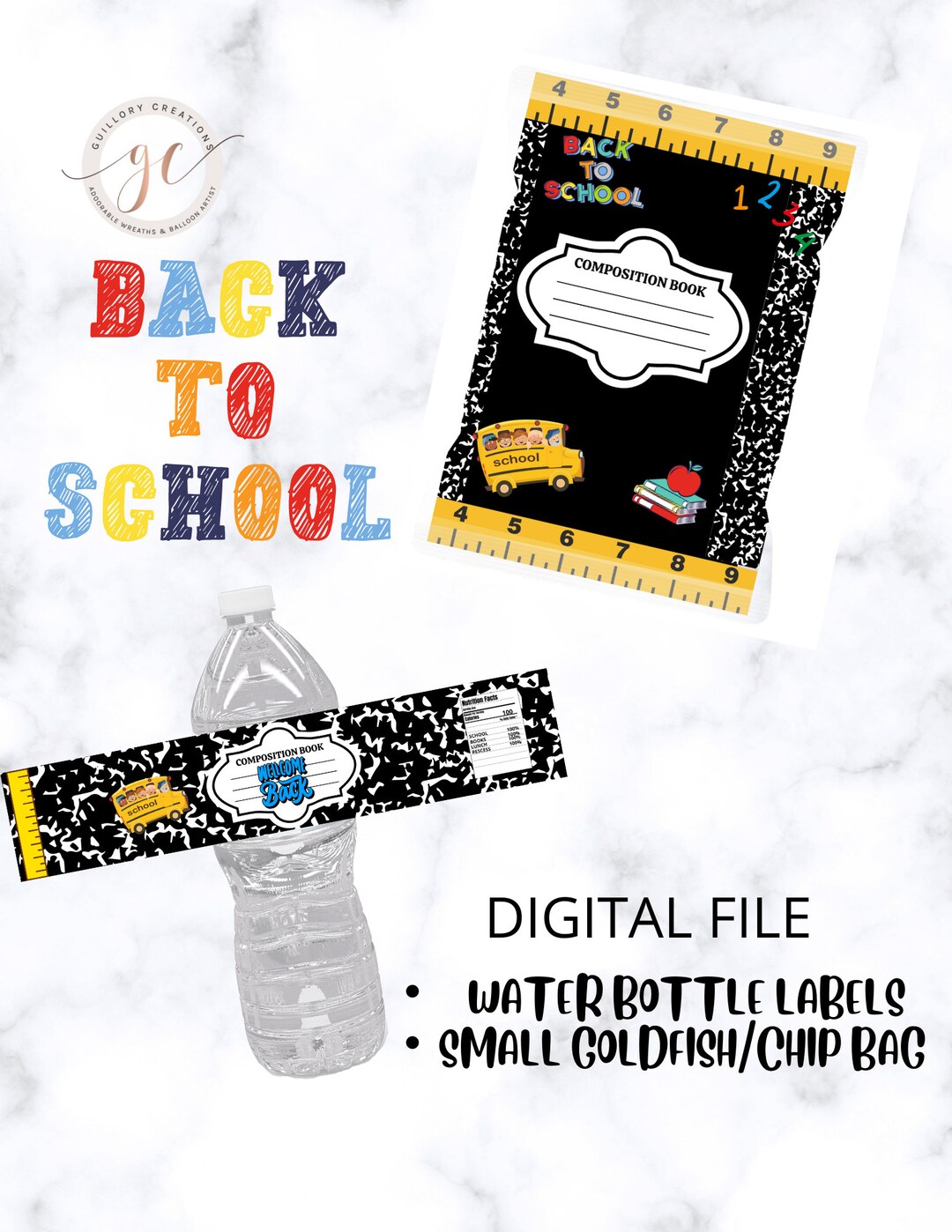 Back to School, Water Bottle Labels and Small Chip Bags - Etsy