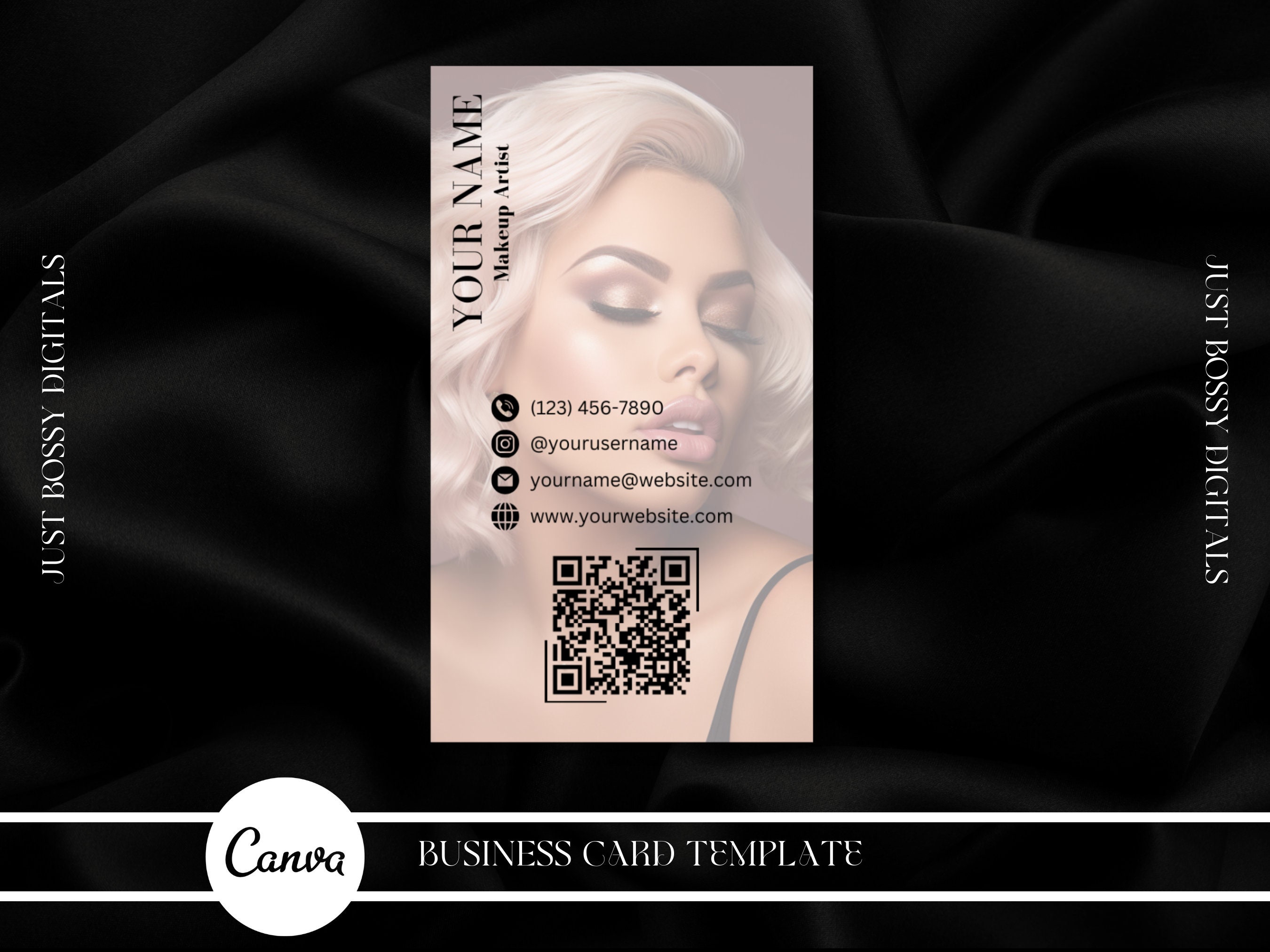 Canva Instagram Business Card Template for Makeup Artists Canva Beauty ...