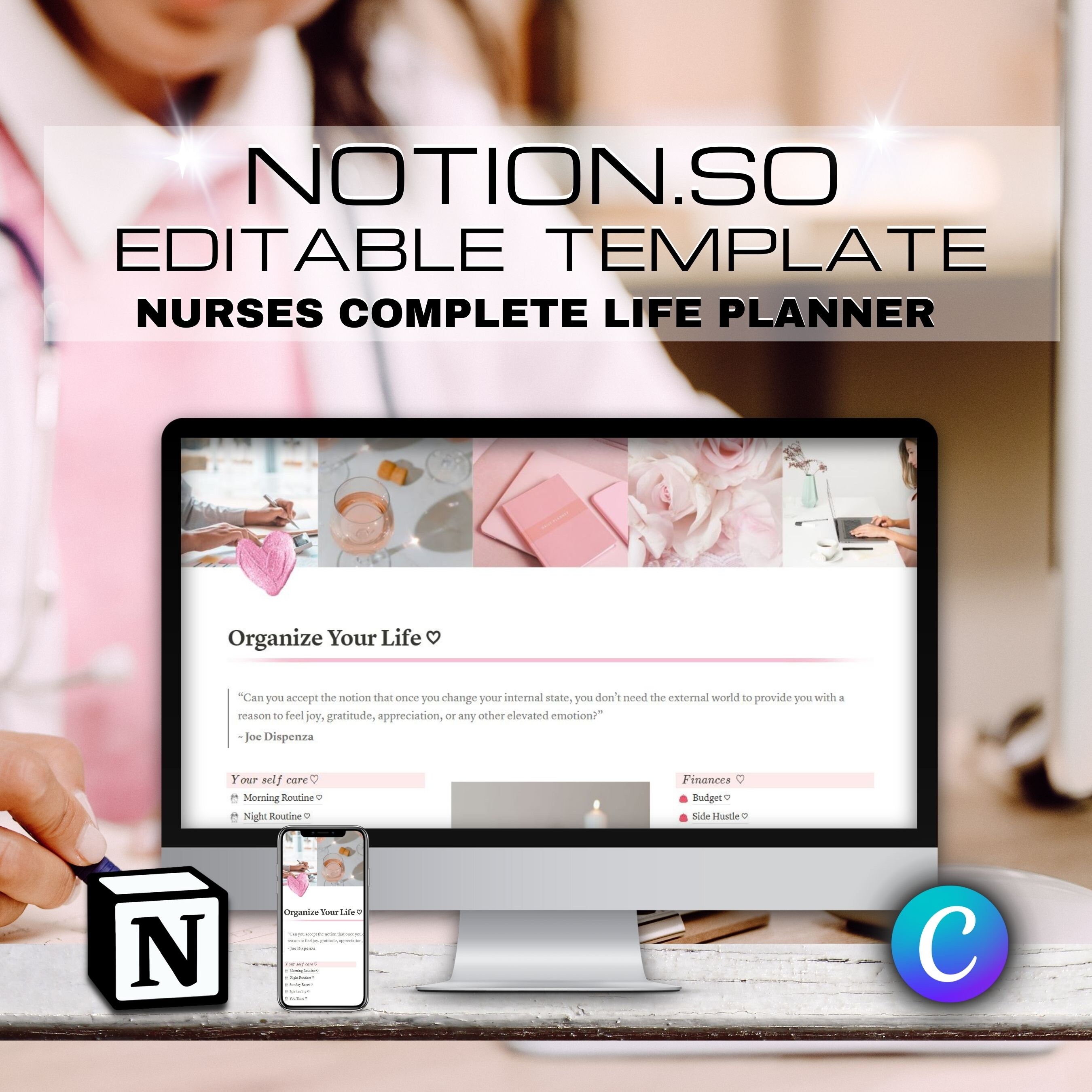 Notion Template Aesthetic for Nurses Notion Organizer for Busy Medical ...
