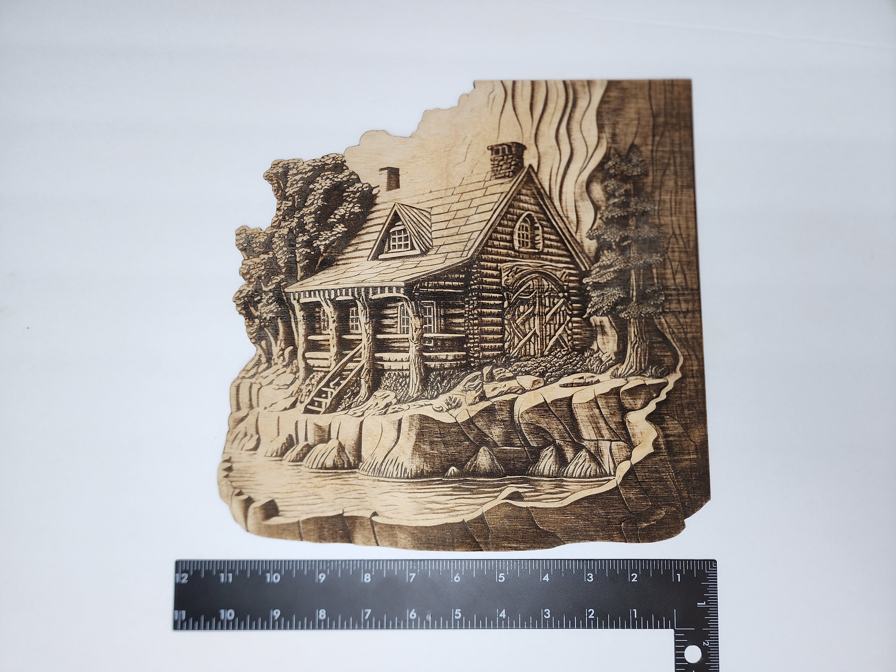 Log Cabin Laser Engraved Desk/wall Art - Etsy