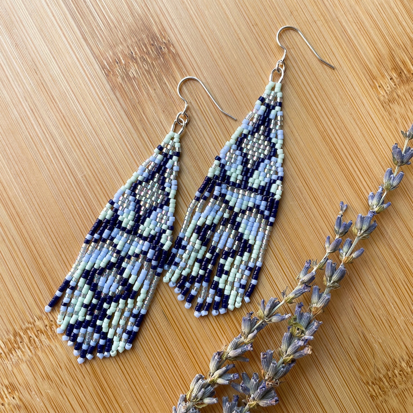 Art Deco Pattern Beaded Earrings, Art Deco Dangle Earrings, Boho Beaded ...