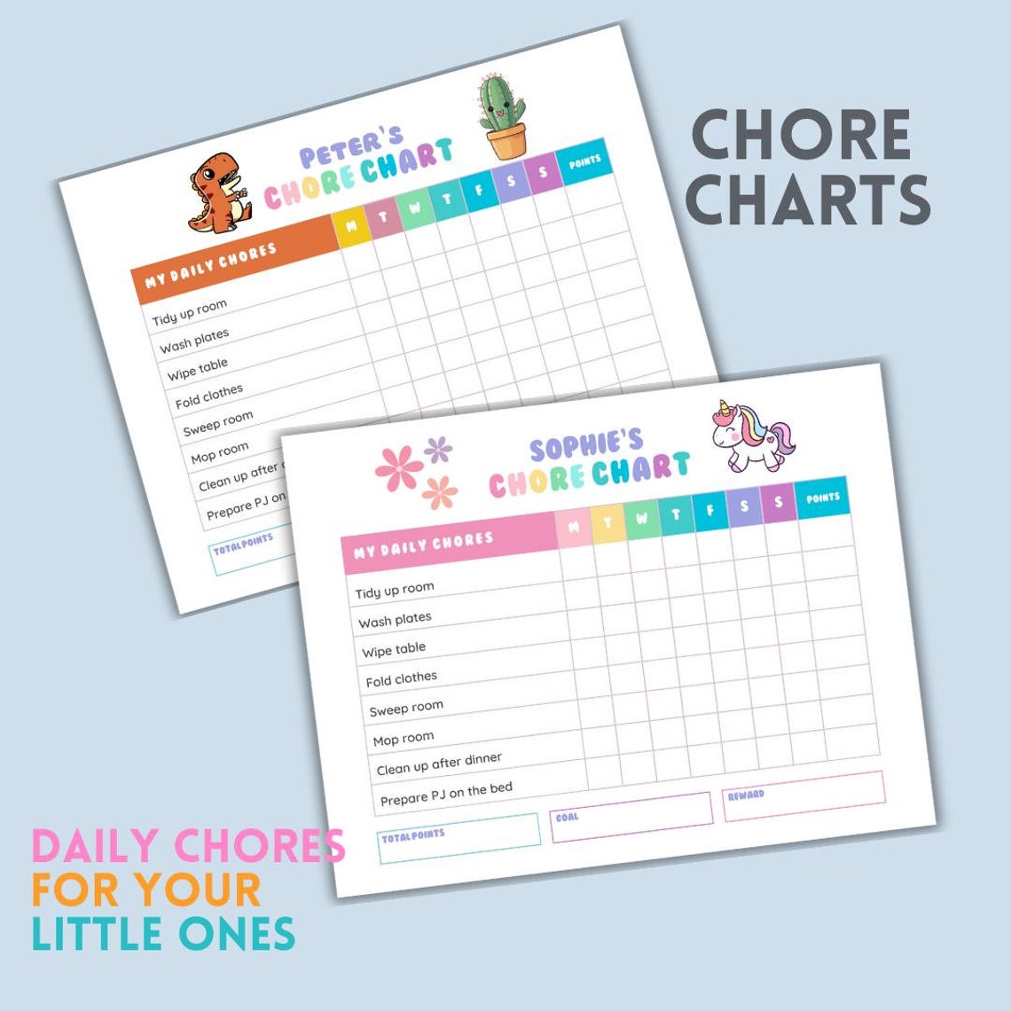 Chore Charts for Little Kids, Chore Chart, To-do List, PDF, Printable ...