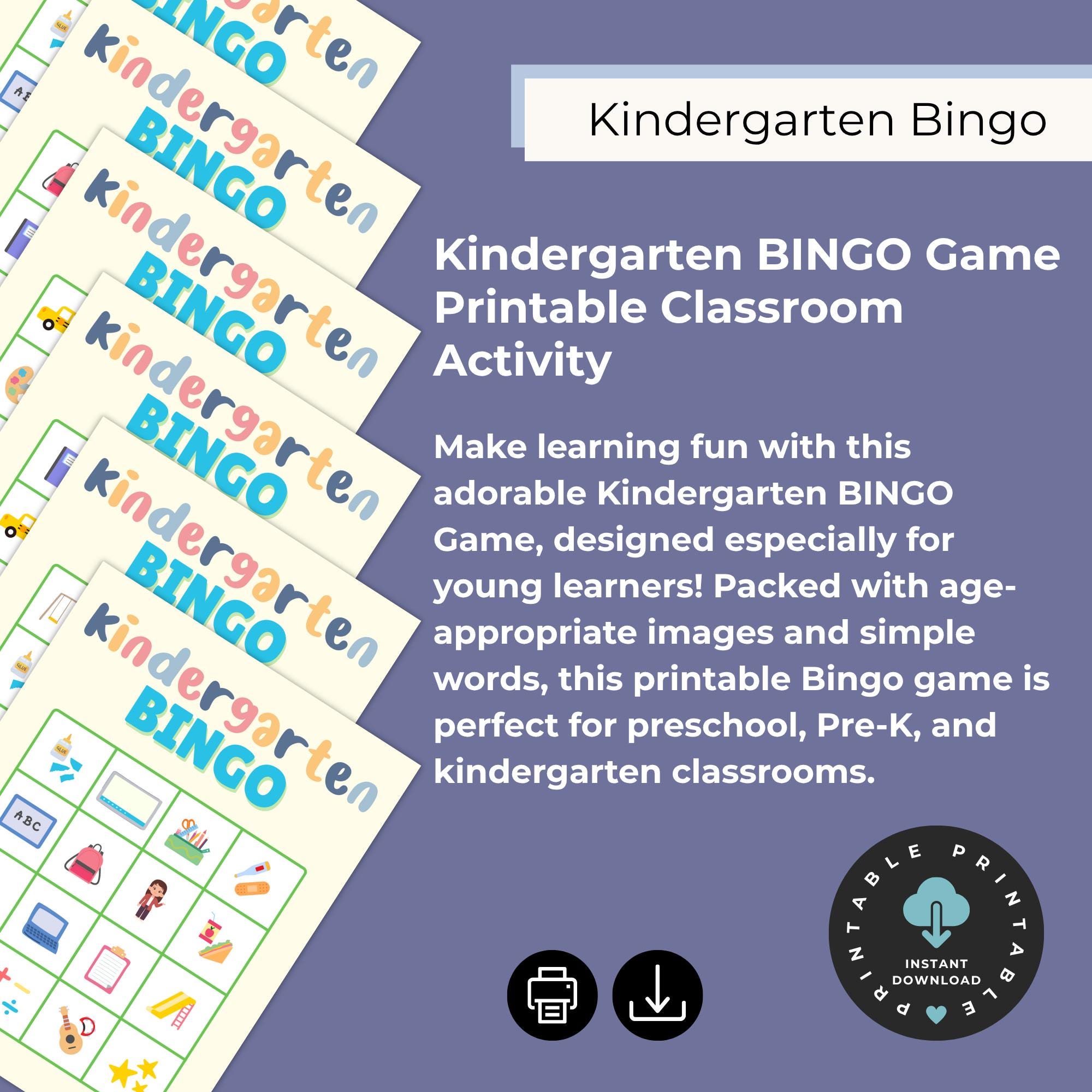 Kindergarten BINGO Game – Printable Classroom Activity | Educational ...