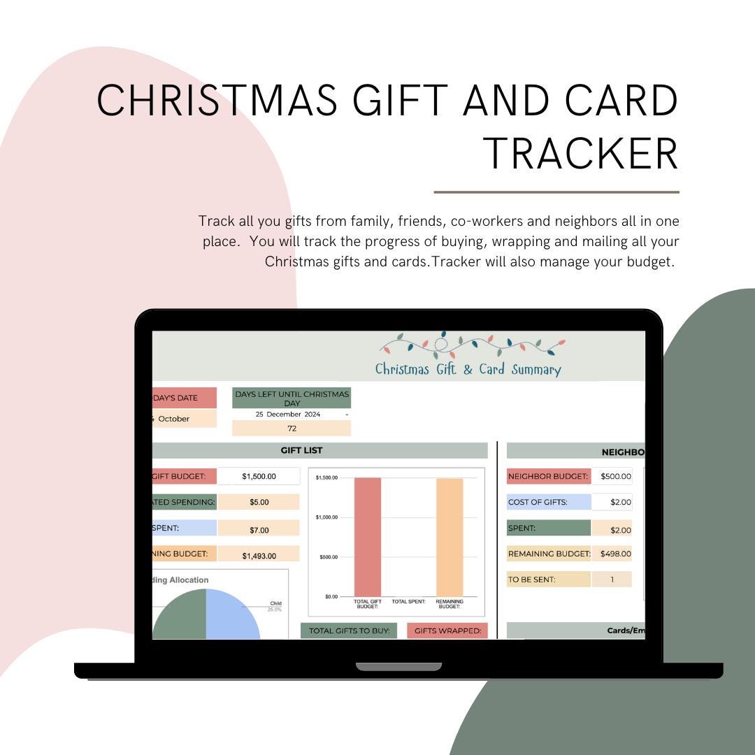 Christmas Gift Tracker Spreadsheet Christmas Gift Planner Template ...