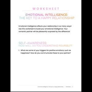 Emotional Intelligence Workbook, Emotional Intelligence Worksheet ...