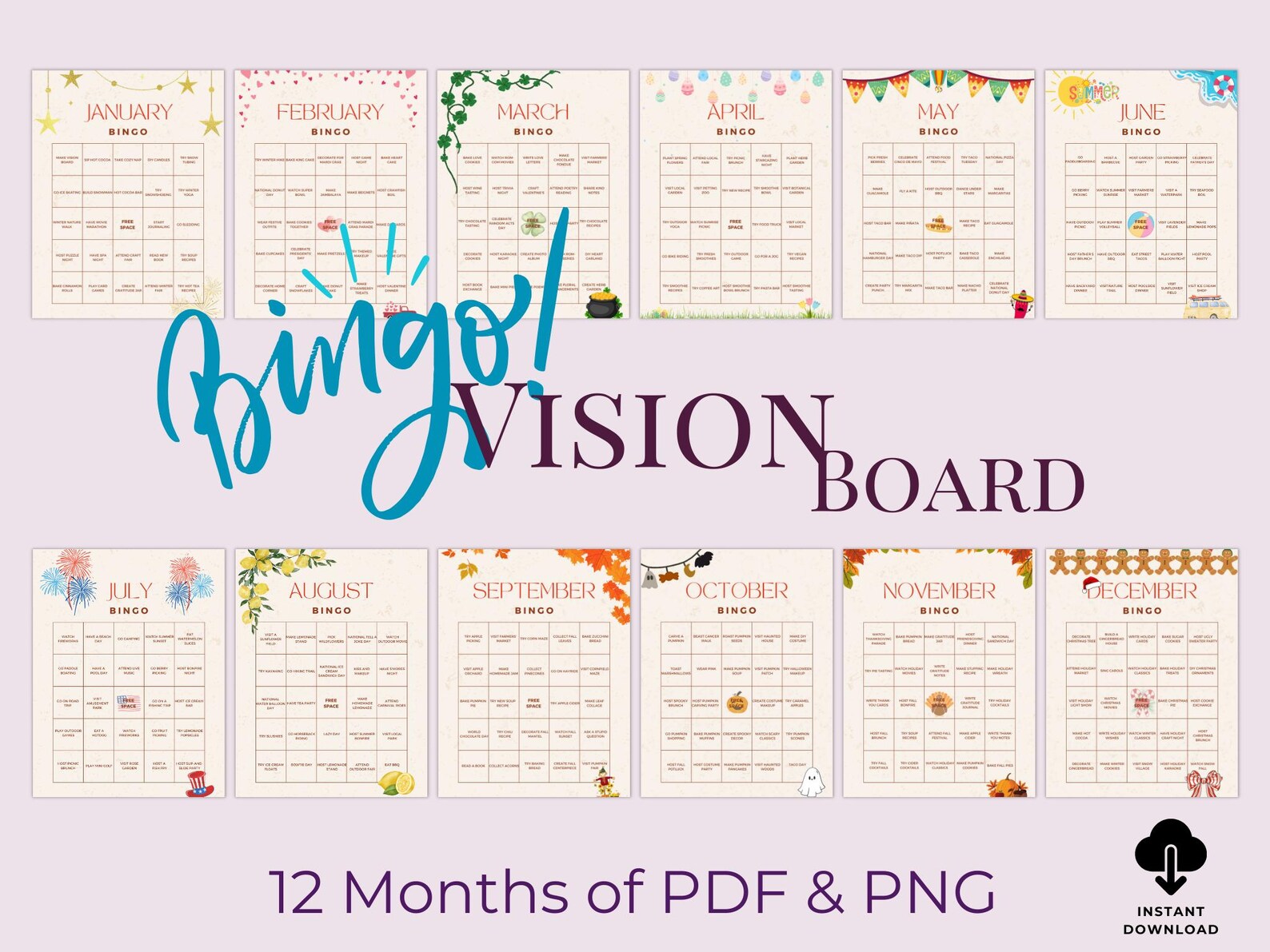 Editable Bingo Vision Board, 2025 Vision Board Bingo, Vision Board ...