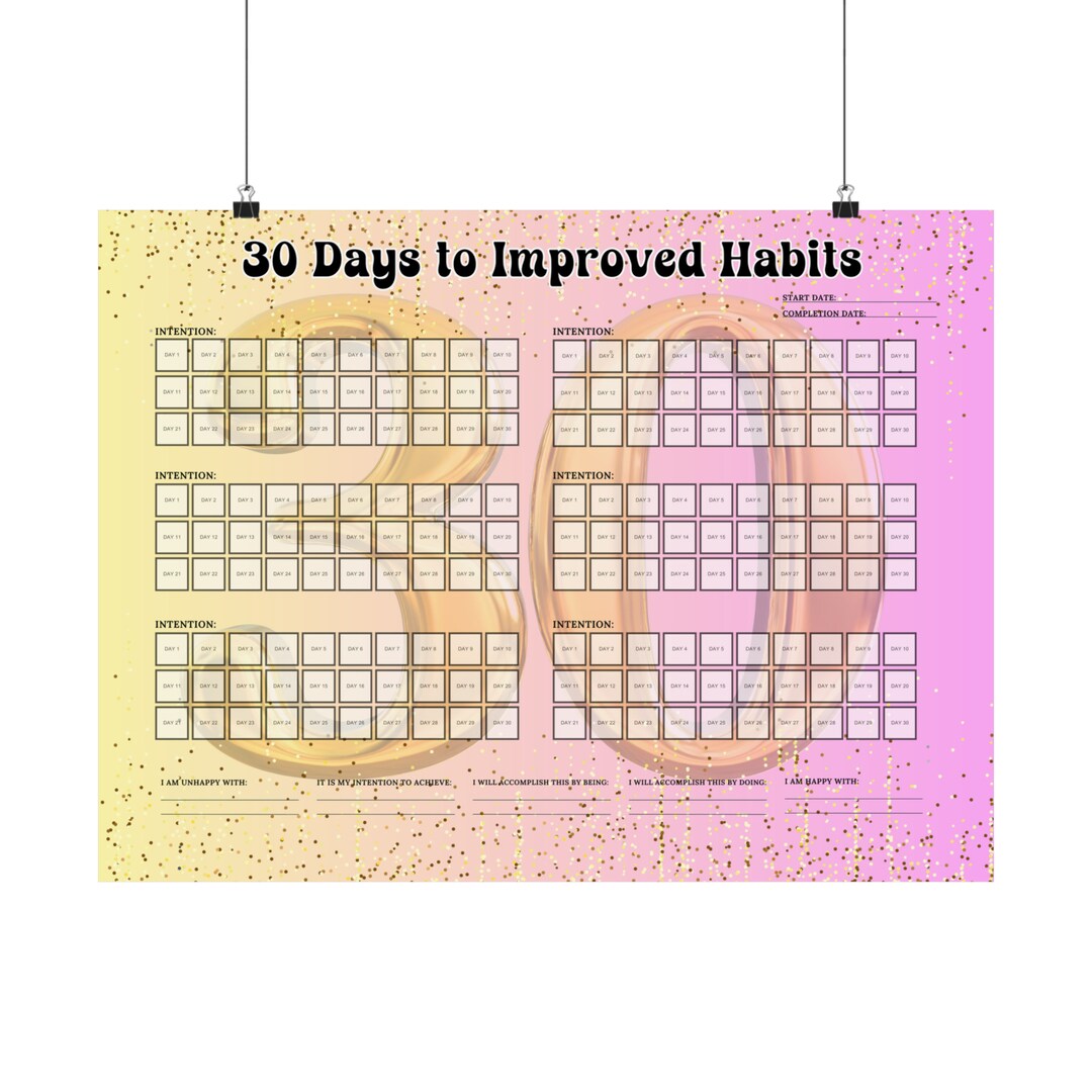 30 Days to Improve Poster Pink Design, New Habits, Habitables,habit ...