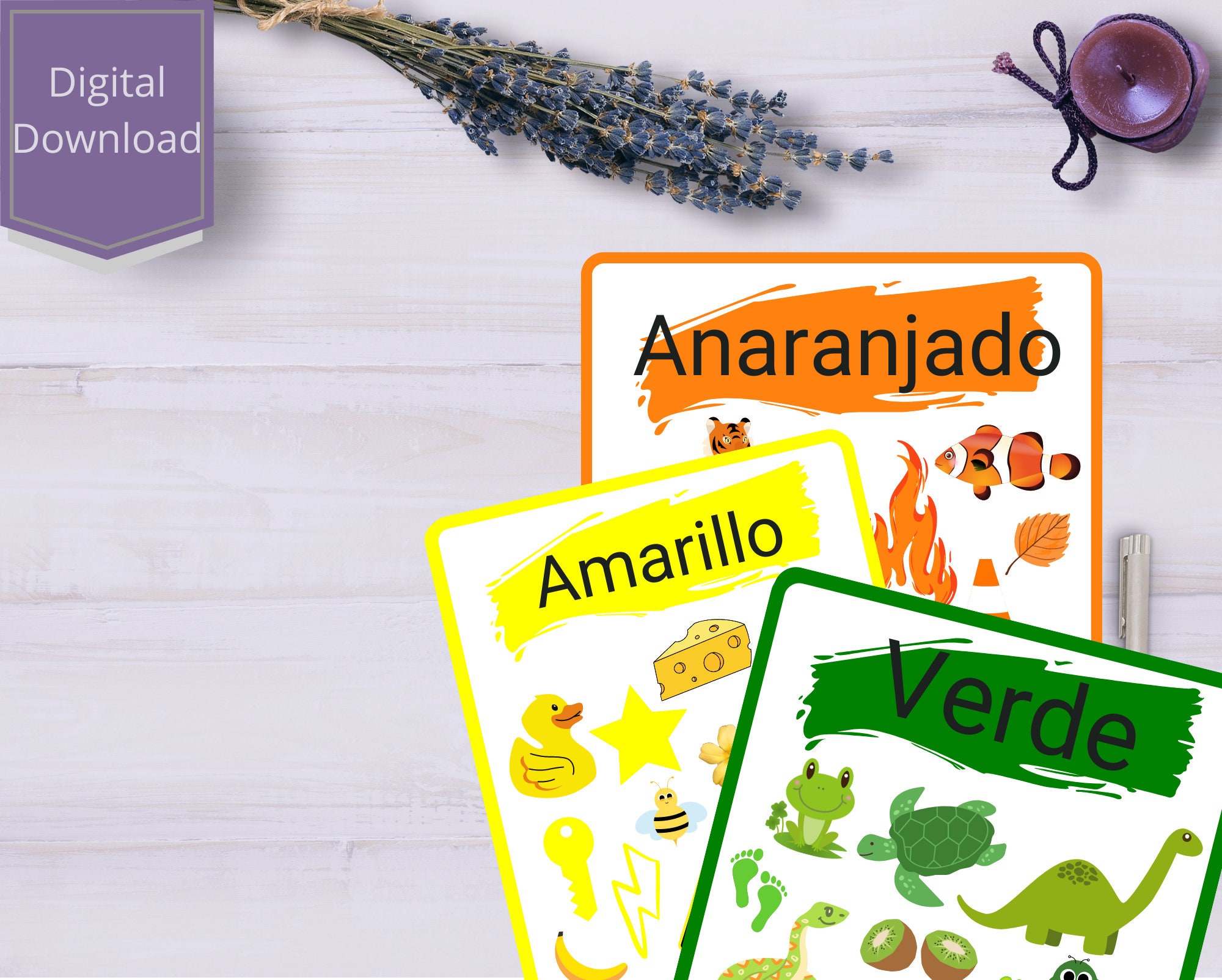 Color Flashcards, English and Spanish, Preschool Toddler - Etsy