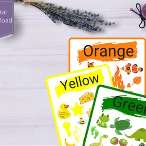 Color Flashcards, English and Spanish, Preschool Toddler - Etsy