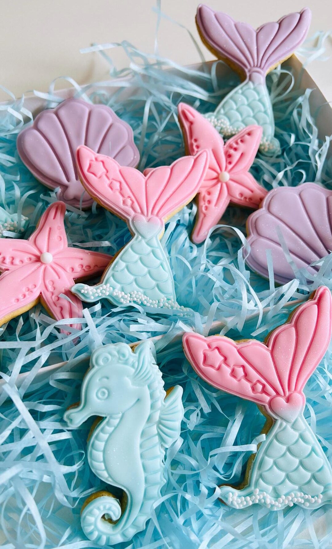Mermaid Tail Starfish Seahorse Seashell Cookies Birthday Cookie ...