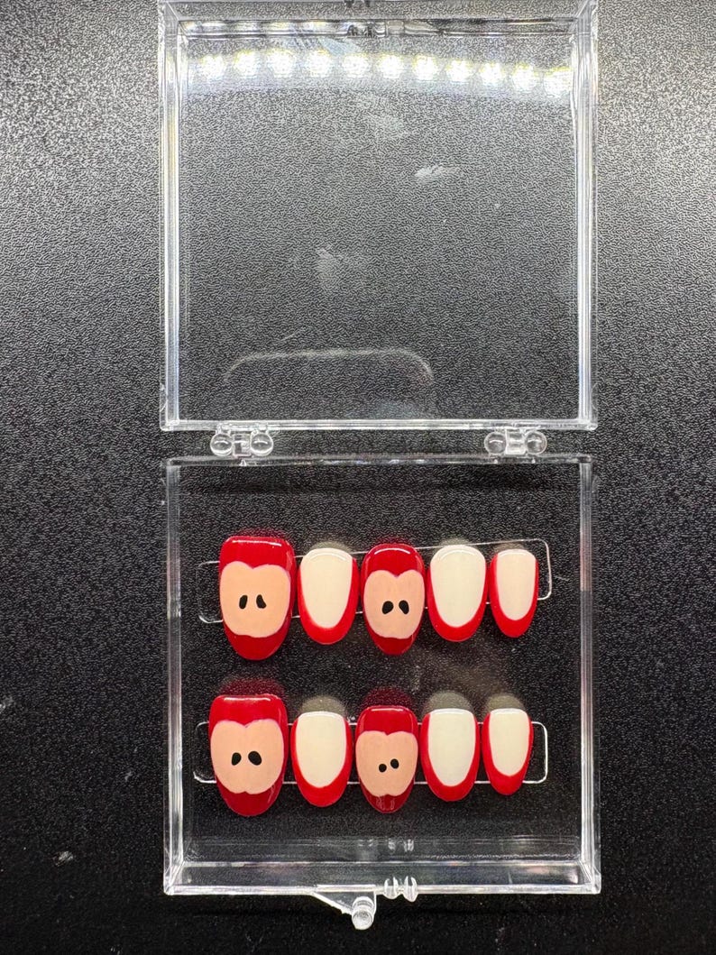 Crisp Red Apple Nails - Etsy