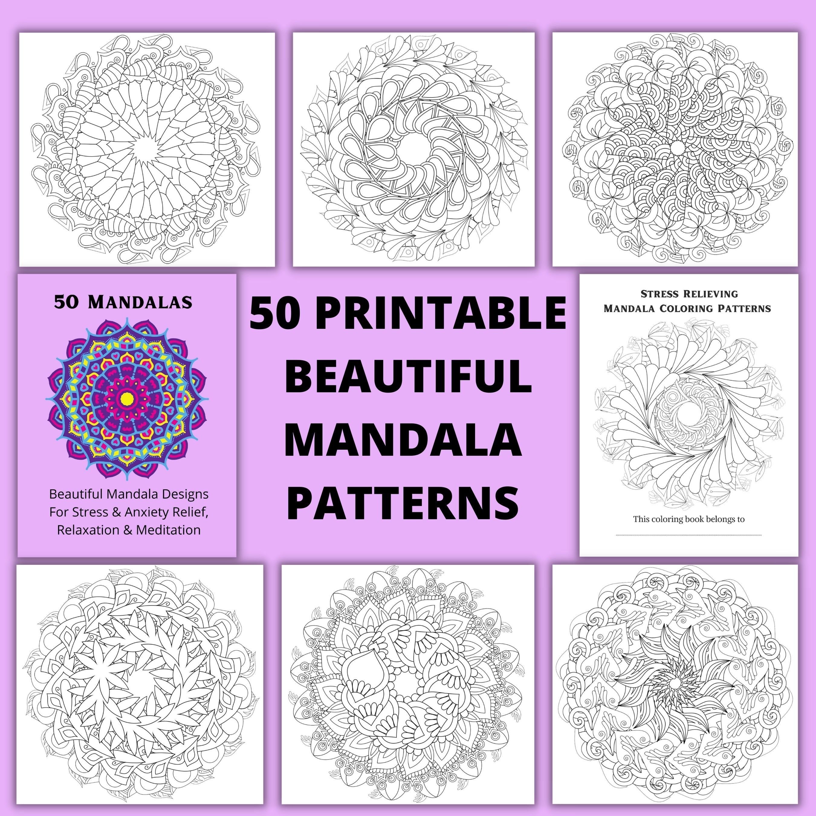 50 Beautiful Mandalas: PRINTABLE Coloring Pages for Stress and Anxiety ...