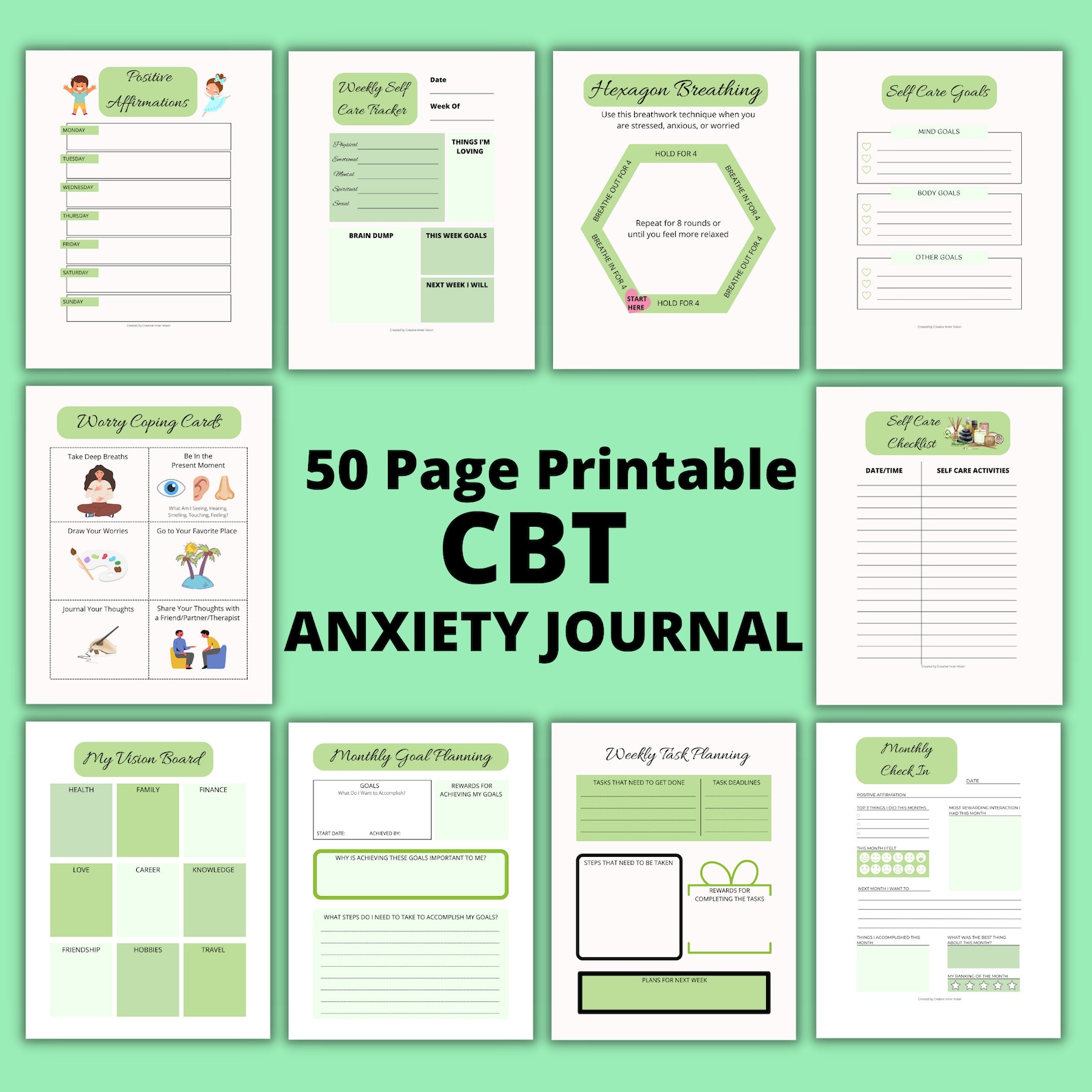 CBT Anxiety Journal Printable, Manage Worries Workbook, Anxiety ...