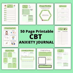 CBT Anxiety Journal Printable, Manage Worries Workbook, Anxiety ...