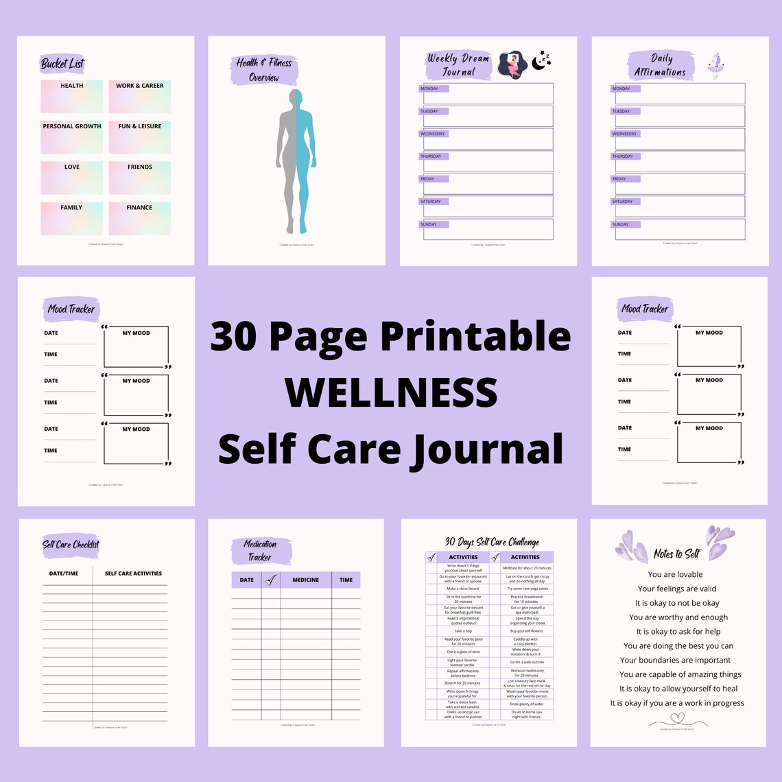 Self Care Journal Printable, Wellness Journal, Self Love Journal, Self ...