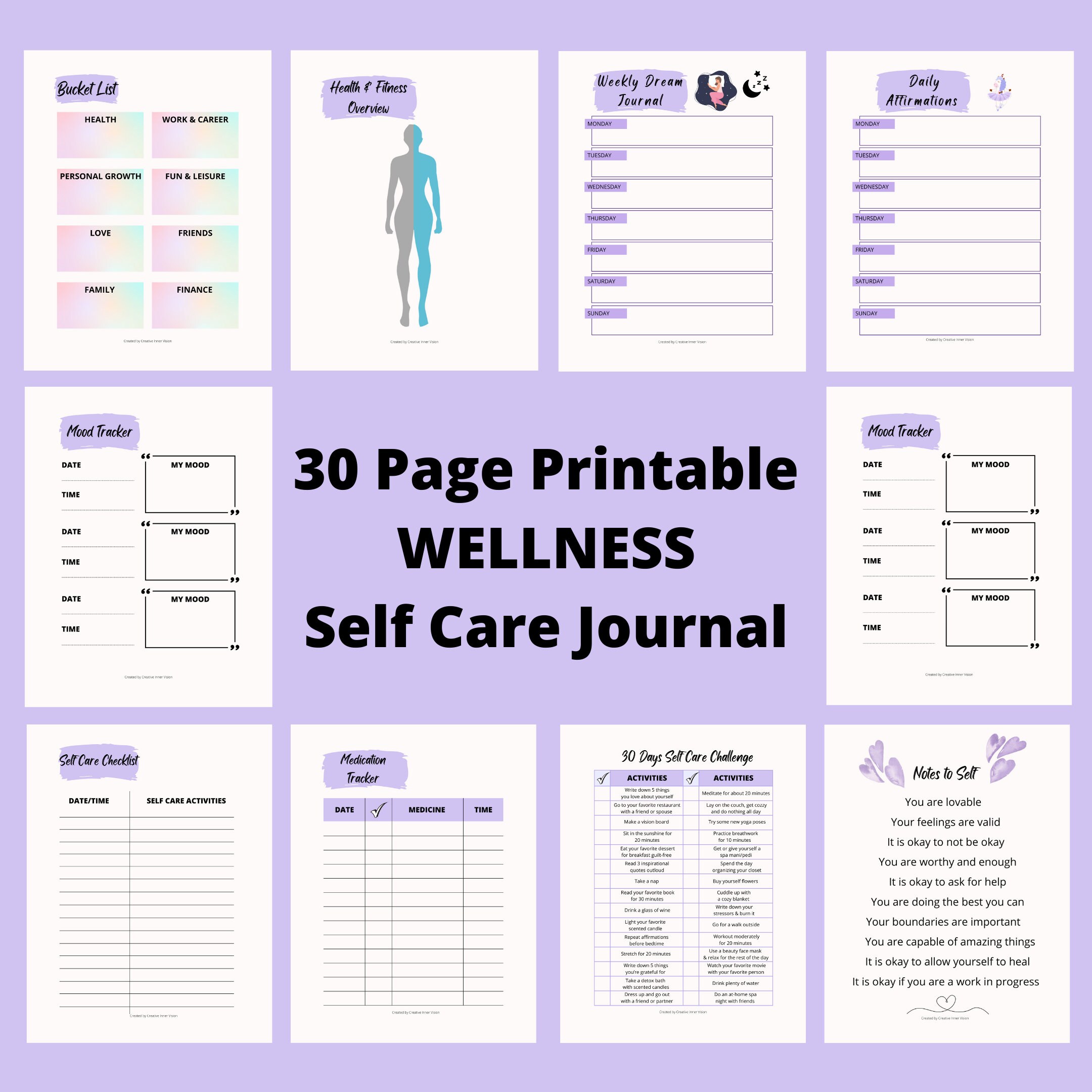 Self Care Journal Printable, Wellness Journal, Self Love Journal, Self ...