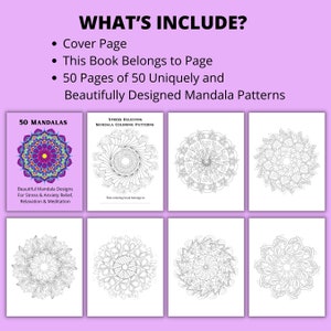50 Beautiful Mandalas: PRINTABLE Coloring Pages for Stress and Anxiety ...