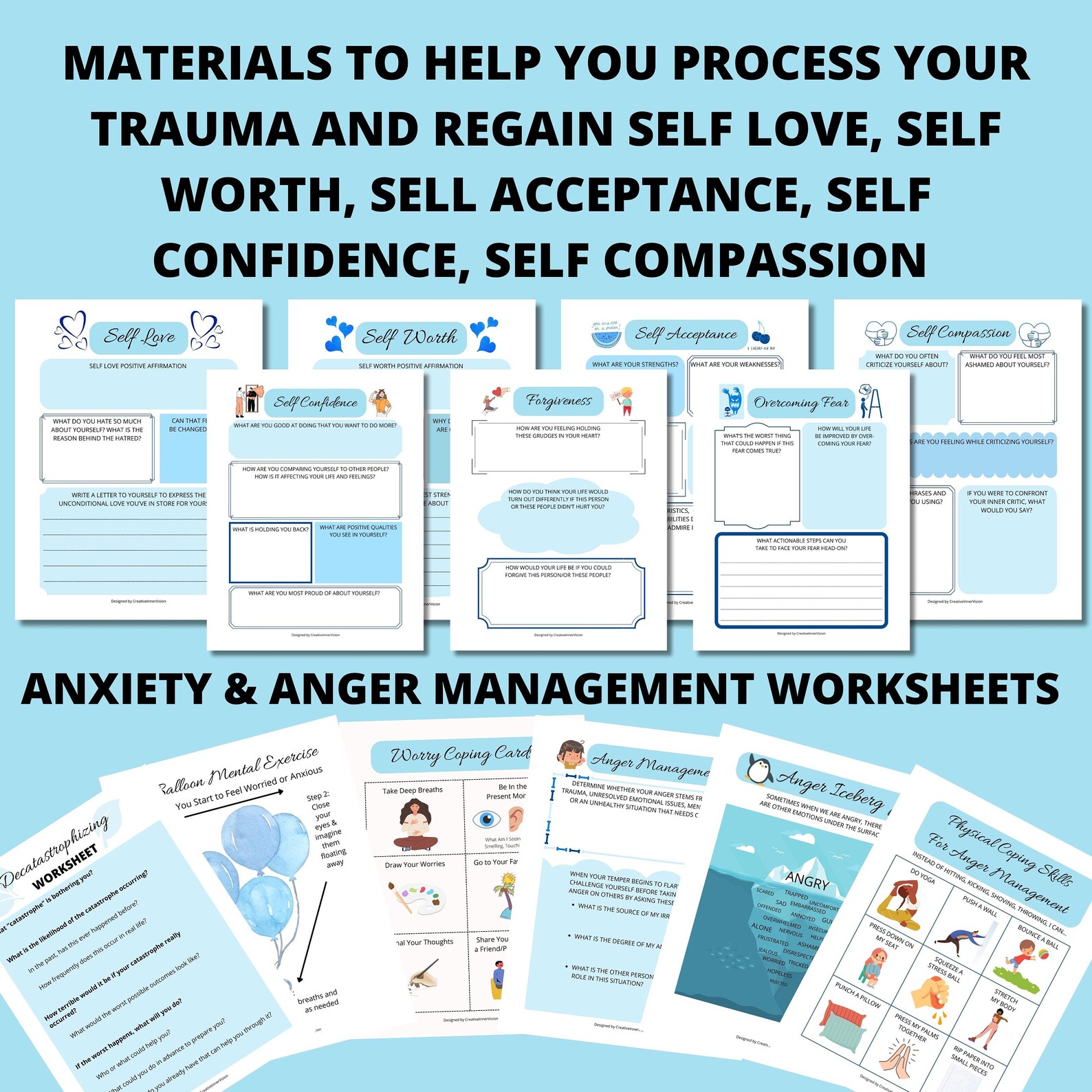 Trauma/ptsd Processing Workbook Journal Printable, CBT Anxiety Workbook ...