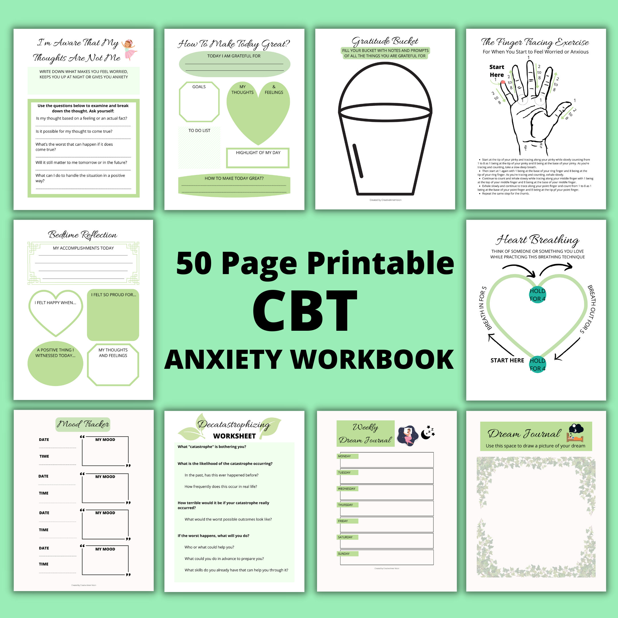 CBT Anxiety Journal Printable, Manage Worries Workbook, Anxiety ...