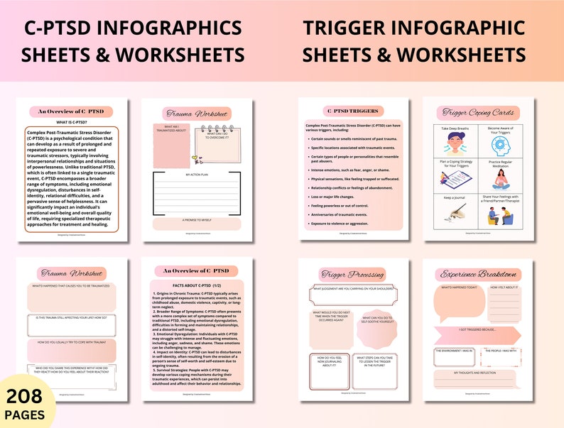 Trauma/ptsd, CPTSD Workbook Journal Printable, CBT Anxiety Workbook ...