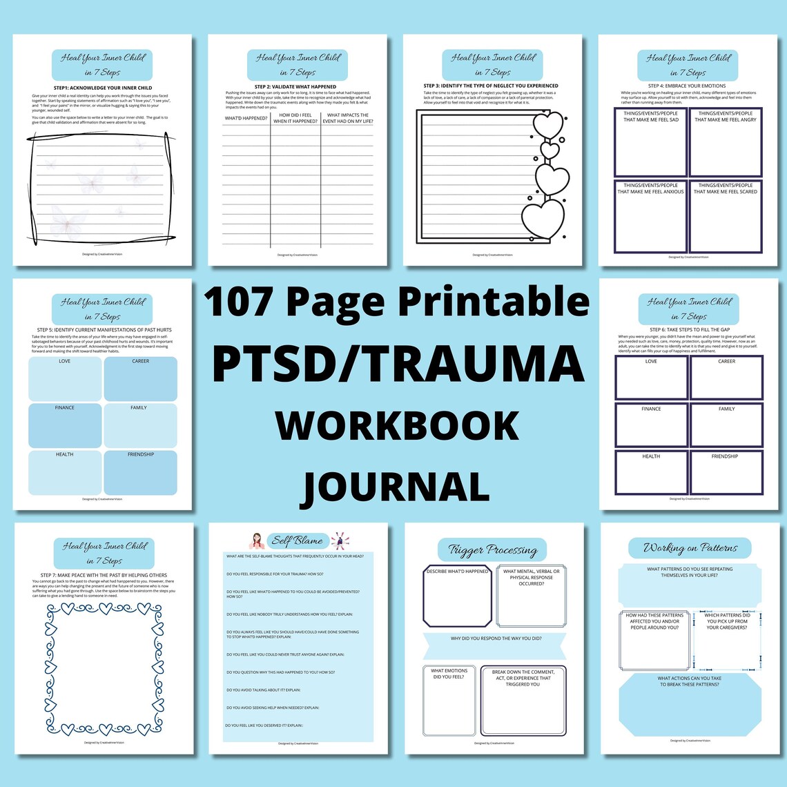 Trauma/ptsd Processing Workbook Journal Printable, CBT Anxiety Workbook ...