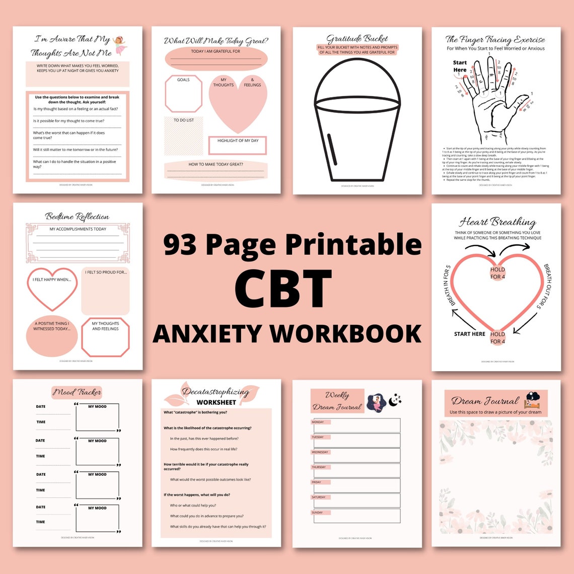 CBT Anxiety Journal Printable, Manage Worries Workbook, Anxiety ...