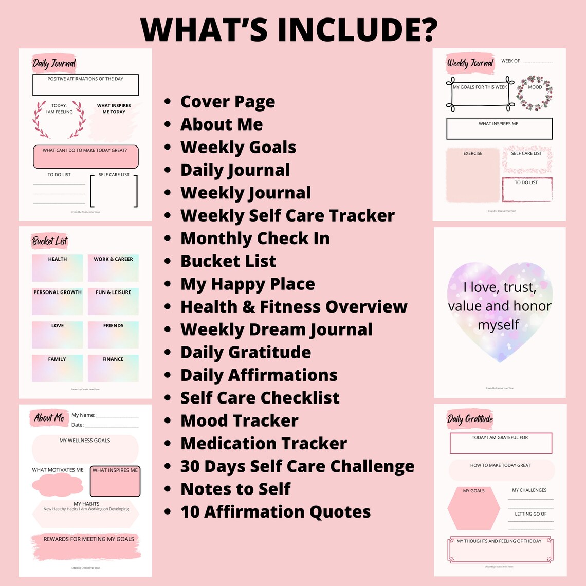 Self Care Journal Printable, Wellness Journal, Self Love Journal, Self ...