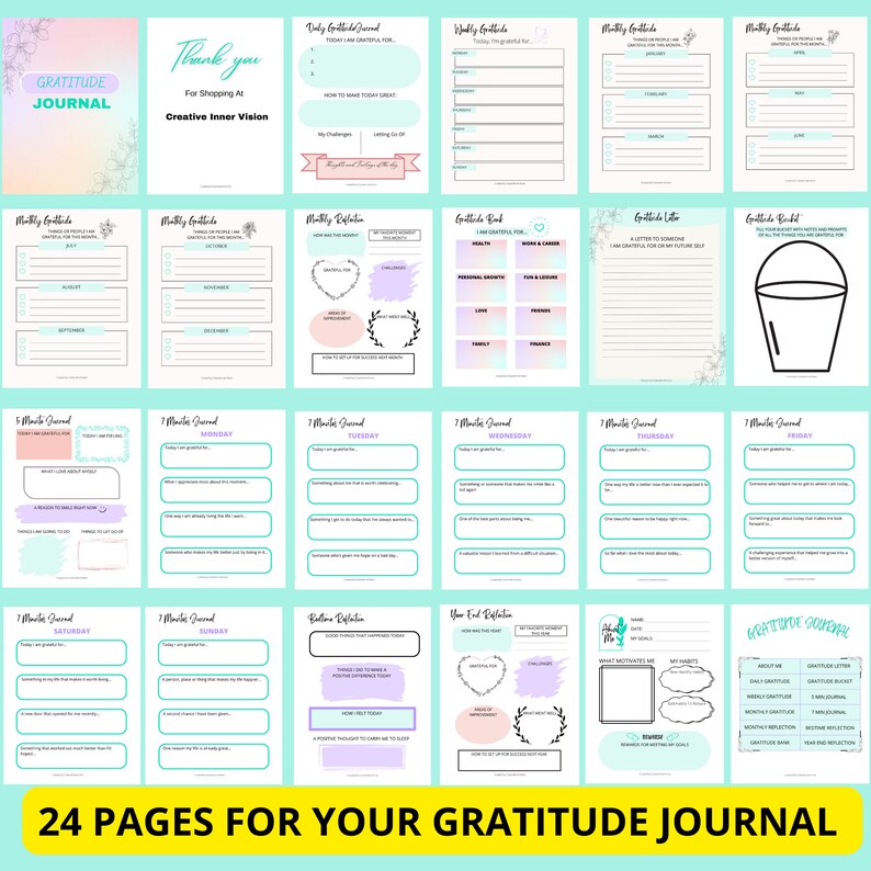 Gratitude Journal Printable BUNDLE! Gratitude Template, Daily Gratitude ...