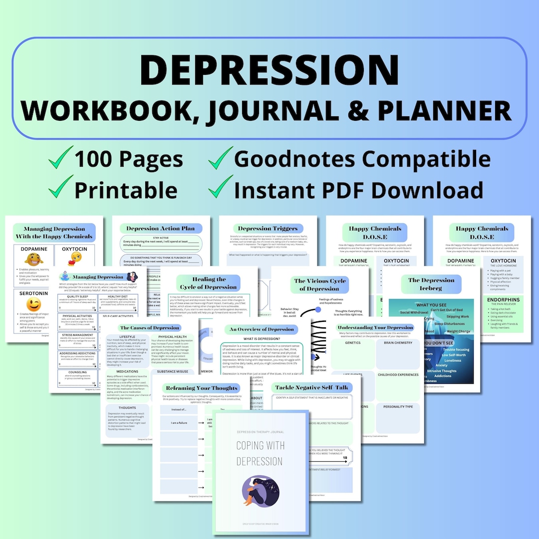 Depression Workbook, Depression Journal, Depression Worksheets, CBT ...