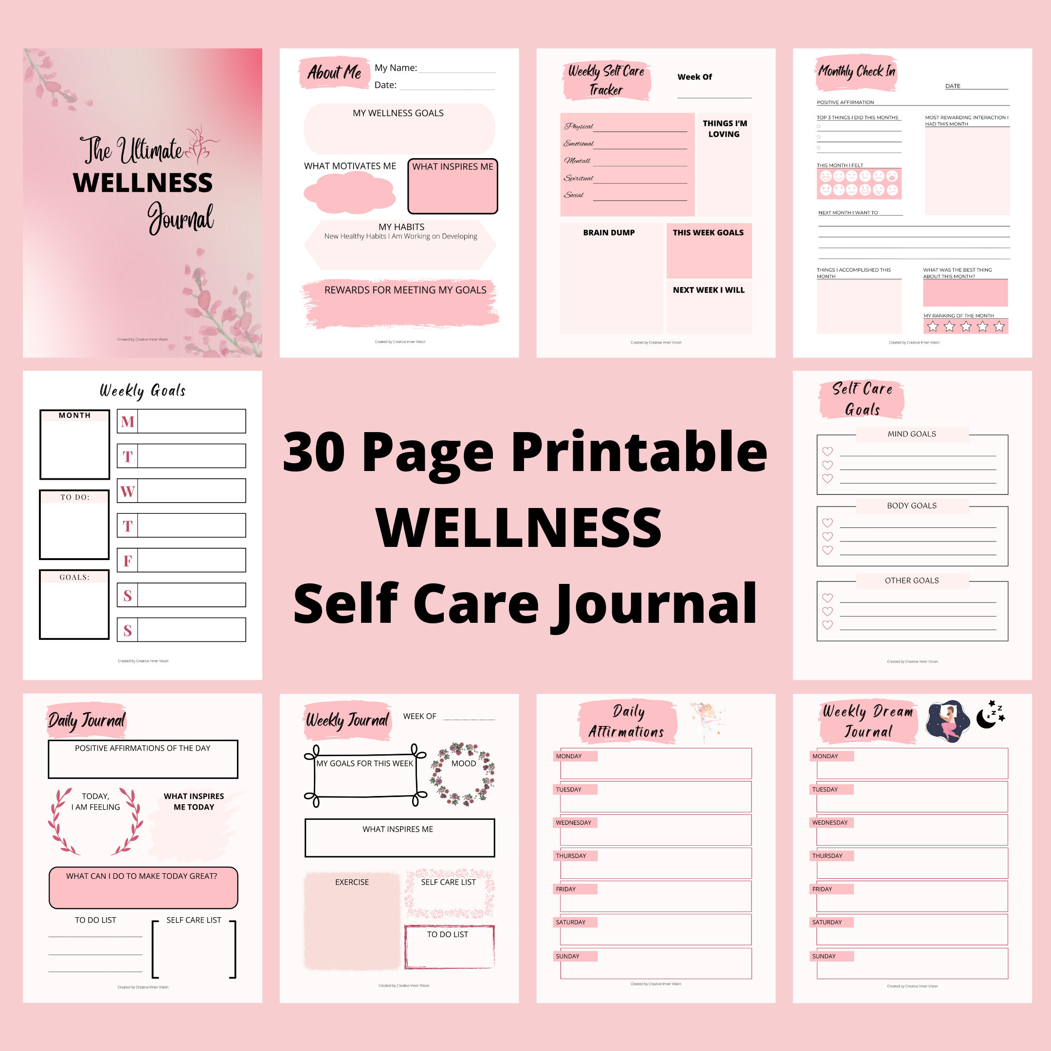 Self Care Journal Printable, Wellness Journal, Self Love Journal, Self ...