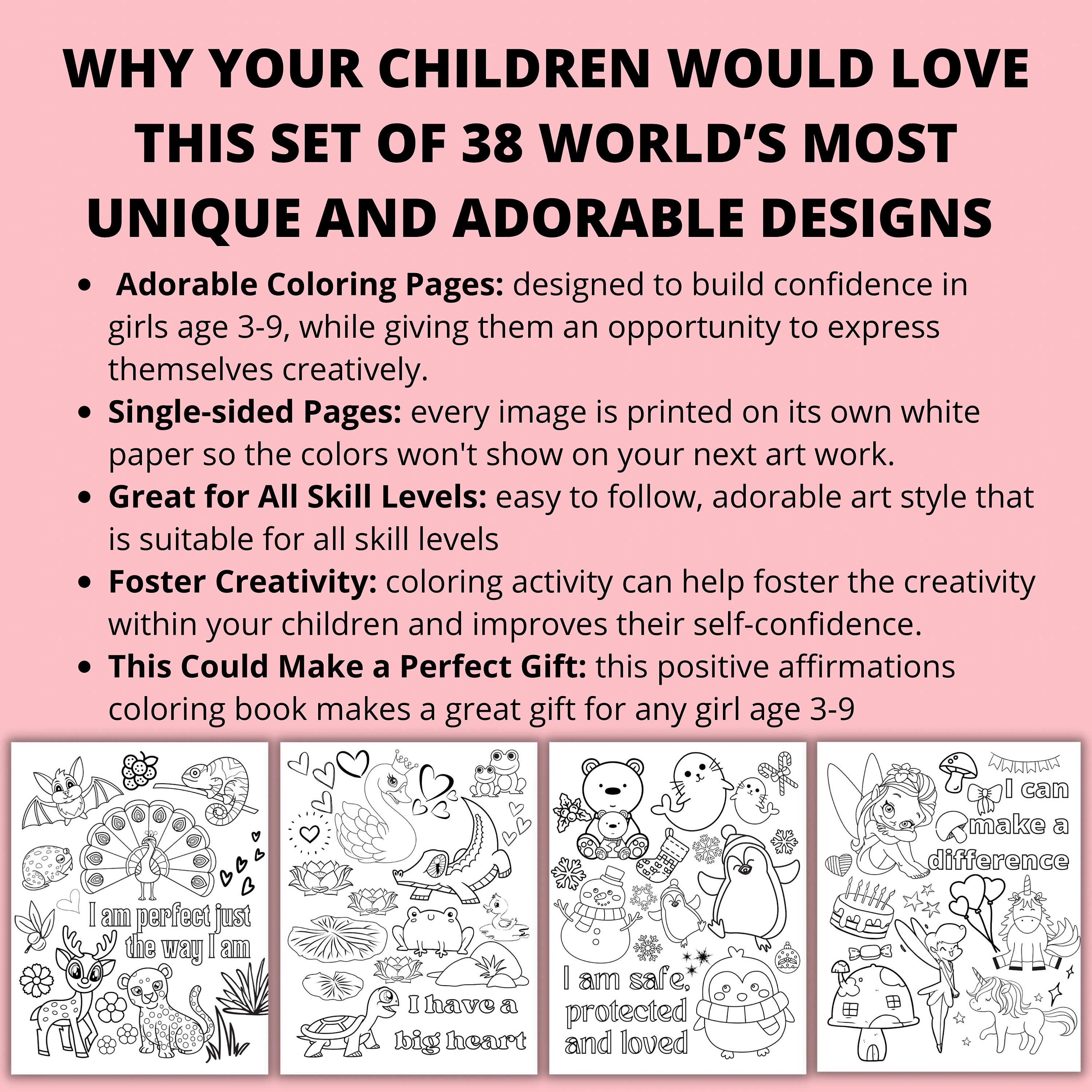 Mindfulness Coloring Pages for Girls Age 3-9, PRINTABLE, Unicorns and ...